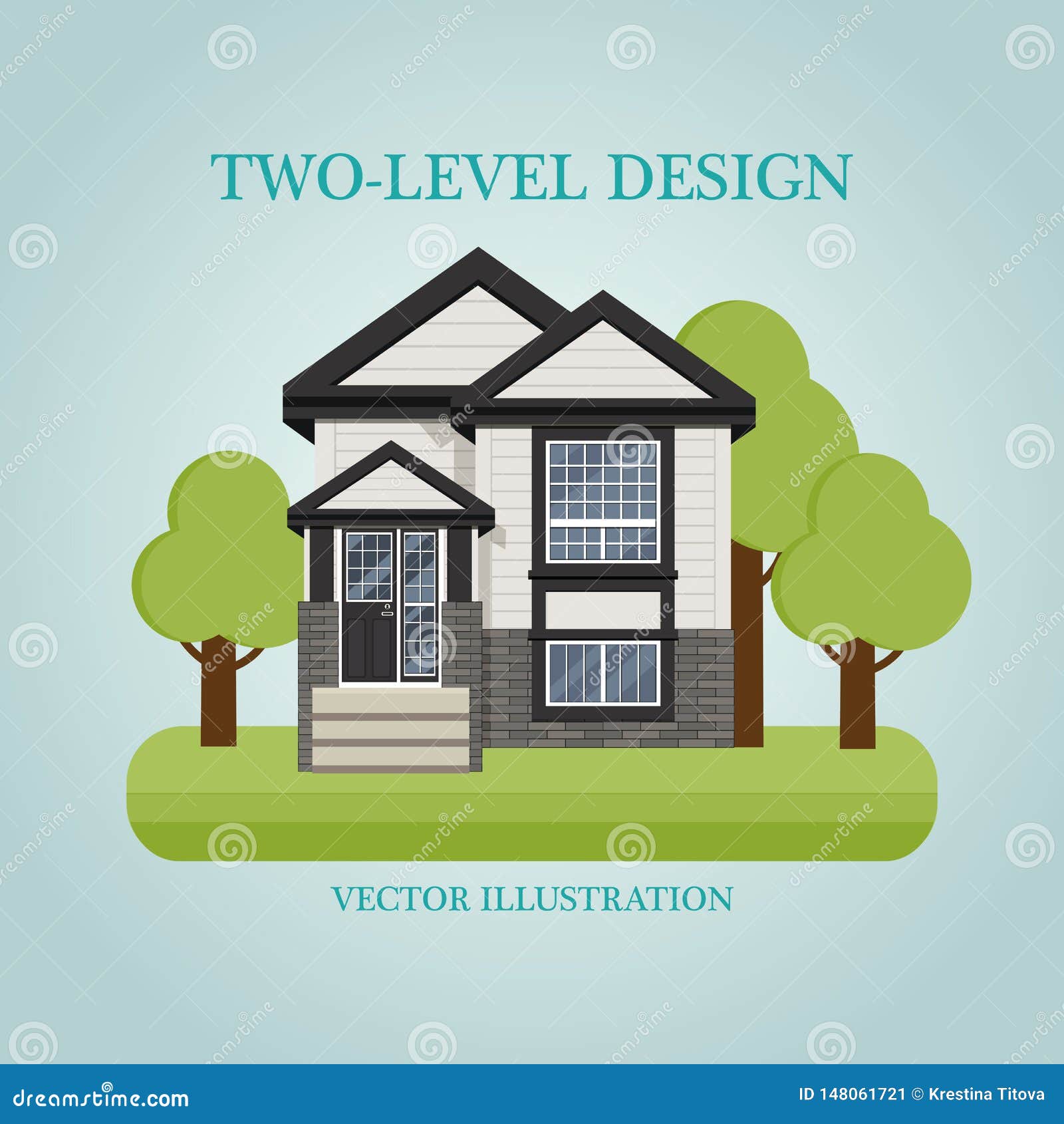 Two-level Design Cartoon Vector | CartoonDealer.com #148061721