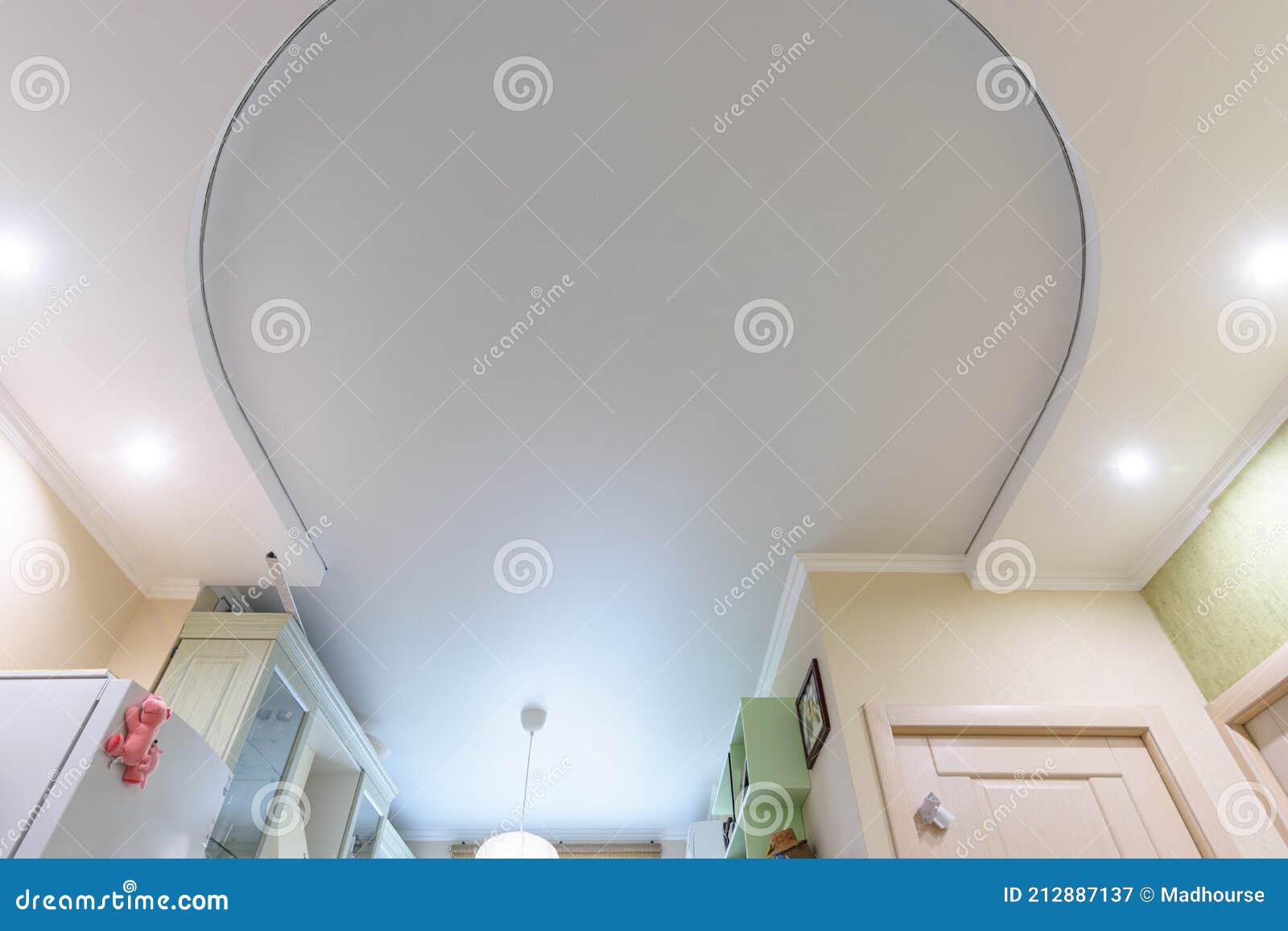 Two-level Oval Suspended Ceiling in the Interior of the Living Room ...