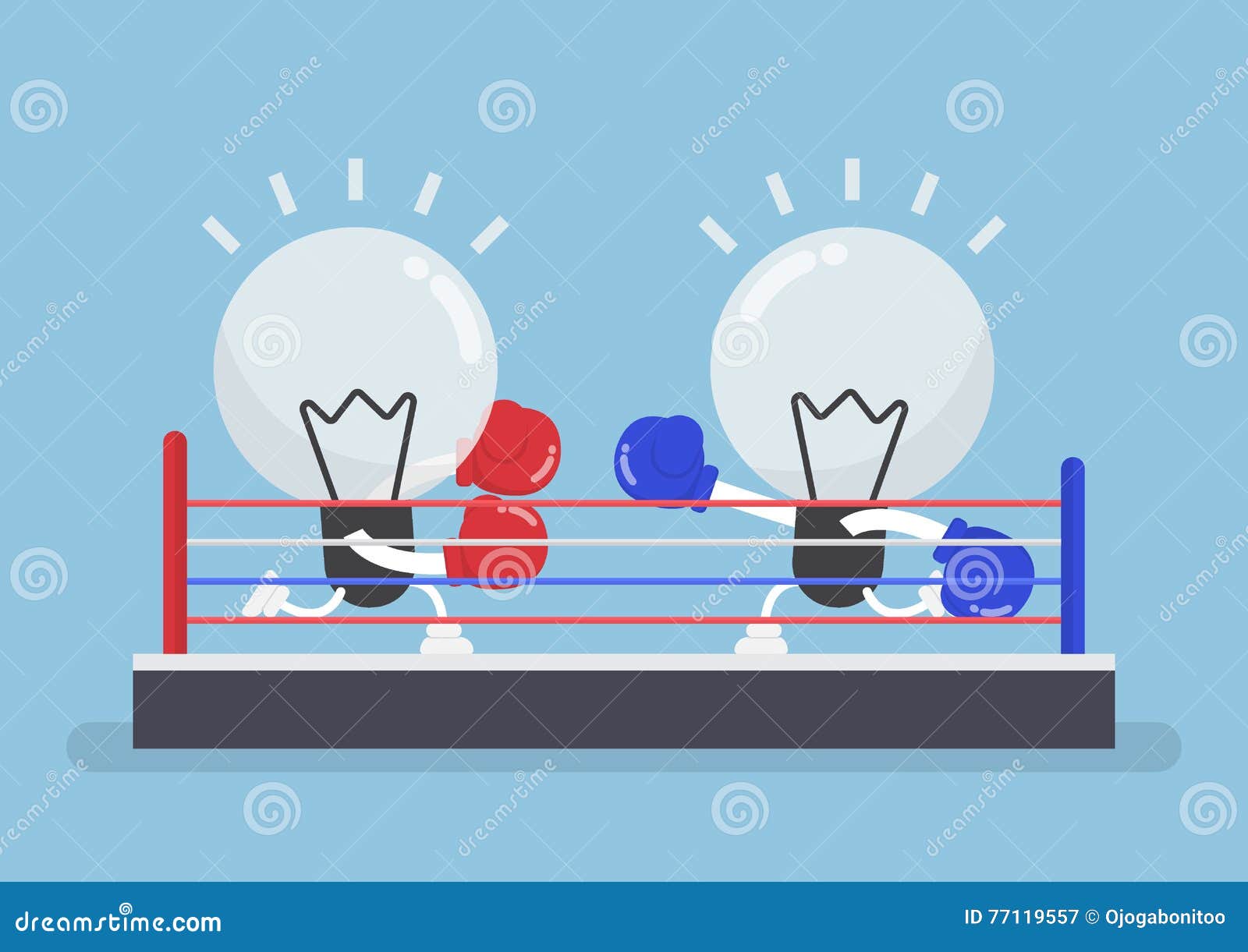 Two Light Bulb Wearing Boxing Gloves Fighting in Boxing Ring Stock ...