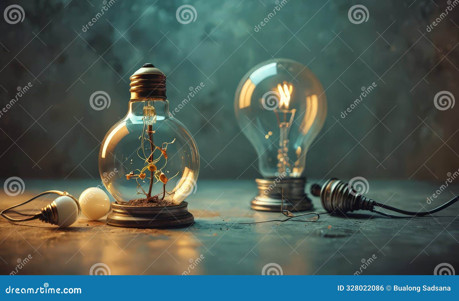 Two Light Bulbs, One with Glass Casing and the Other with Metal Casing ...