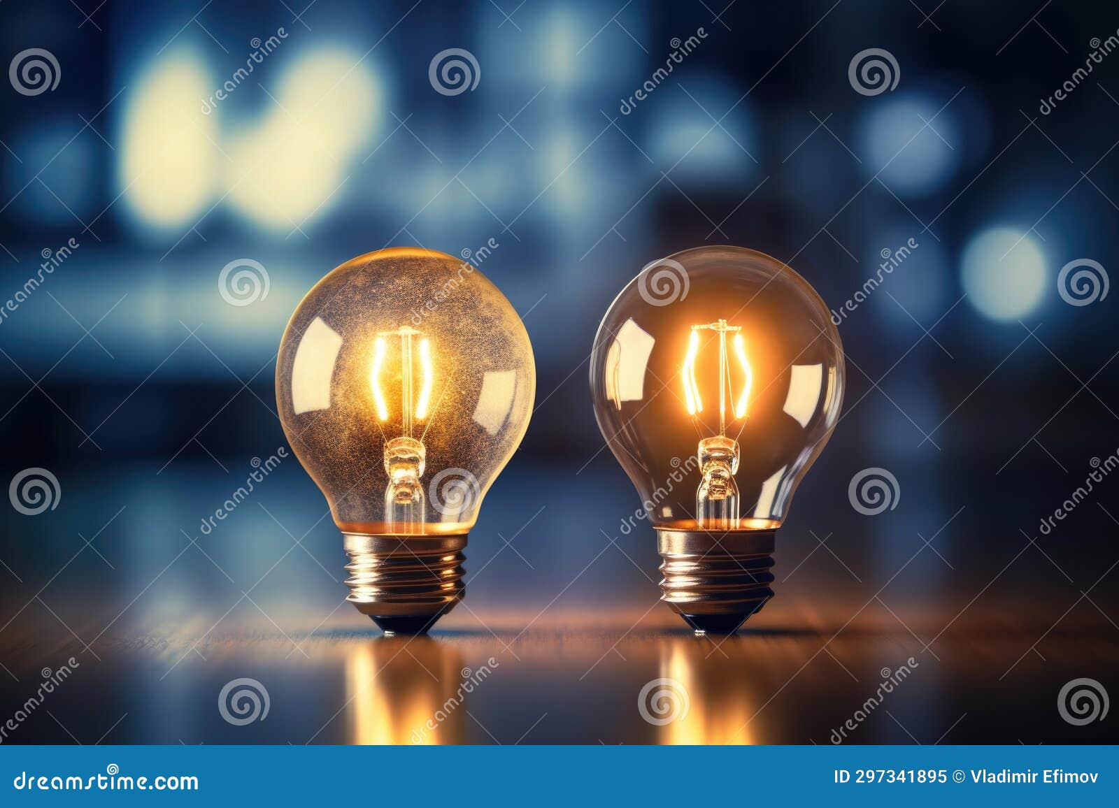 Two Light Bulbs Placed on Table. Suitable for Illustrating Concepts ...