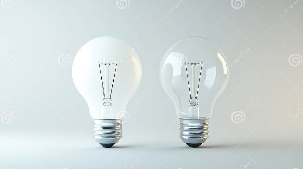 Two Light Bulbs on White Background: Comparative Study of Illumination ...