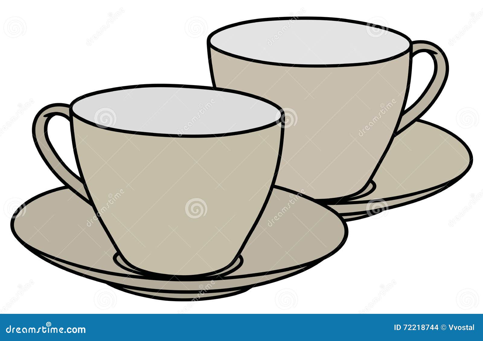 Two light cups stock vector. Illustration of white, coffee - 72218744