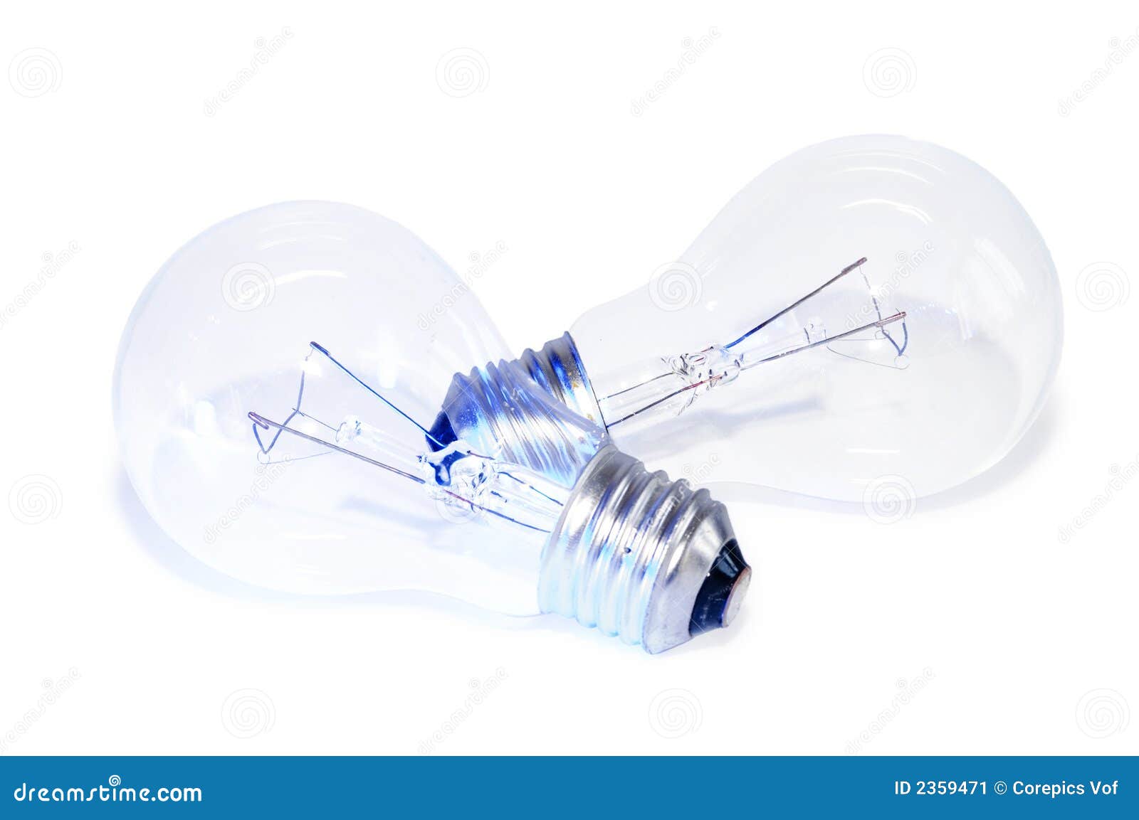 Two Lightbulbs in a Blue Light Stock Image - Image of glow, refraction ...