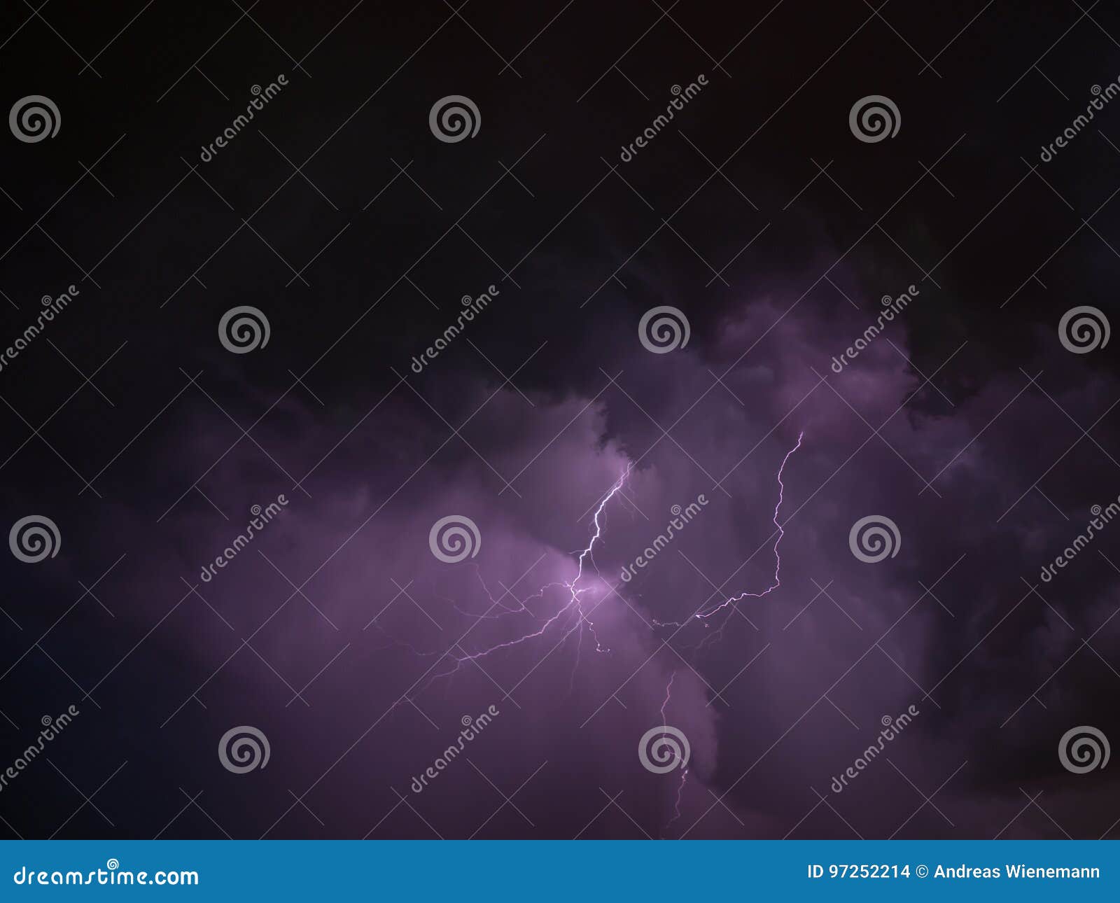 Two Lightning and Violet Skies during Thunderstorm Stock Photo - Image ...