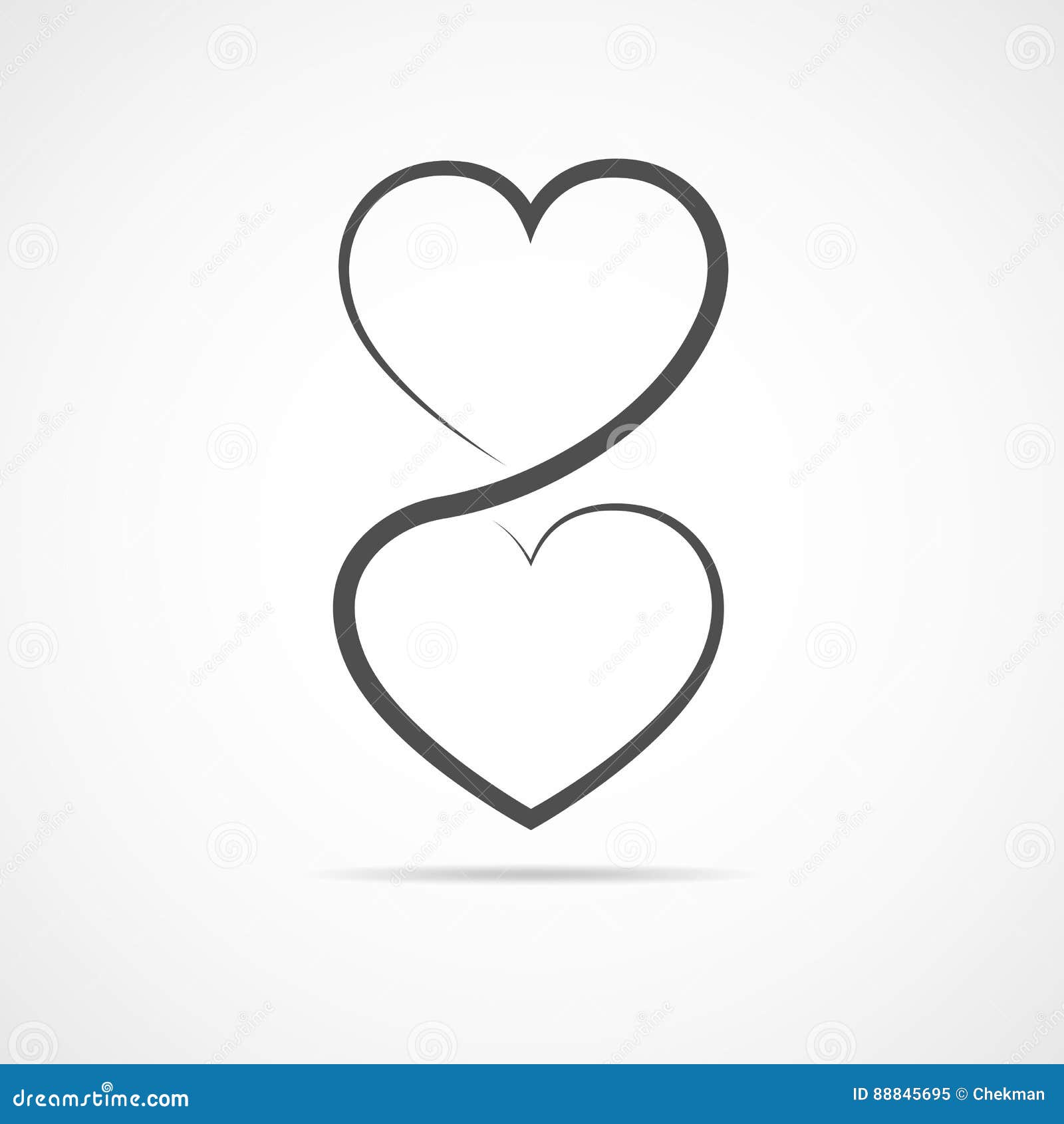 Two Linear Hearts Connected among Themselves. Vector Illustration Stock ...