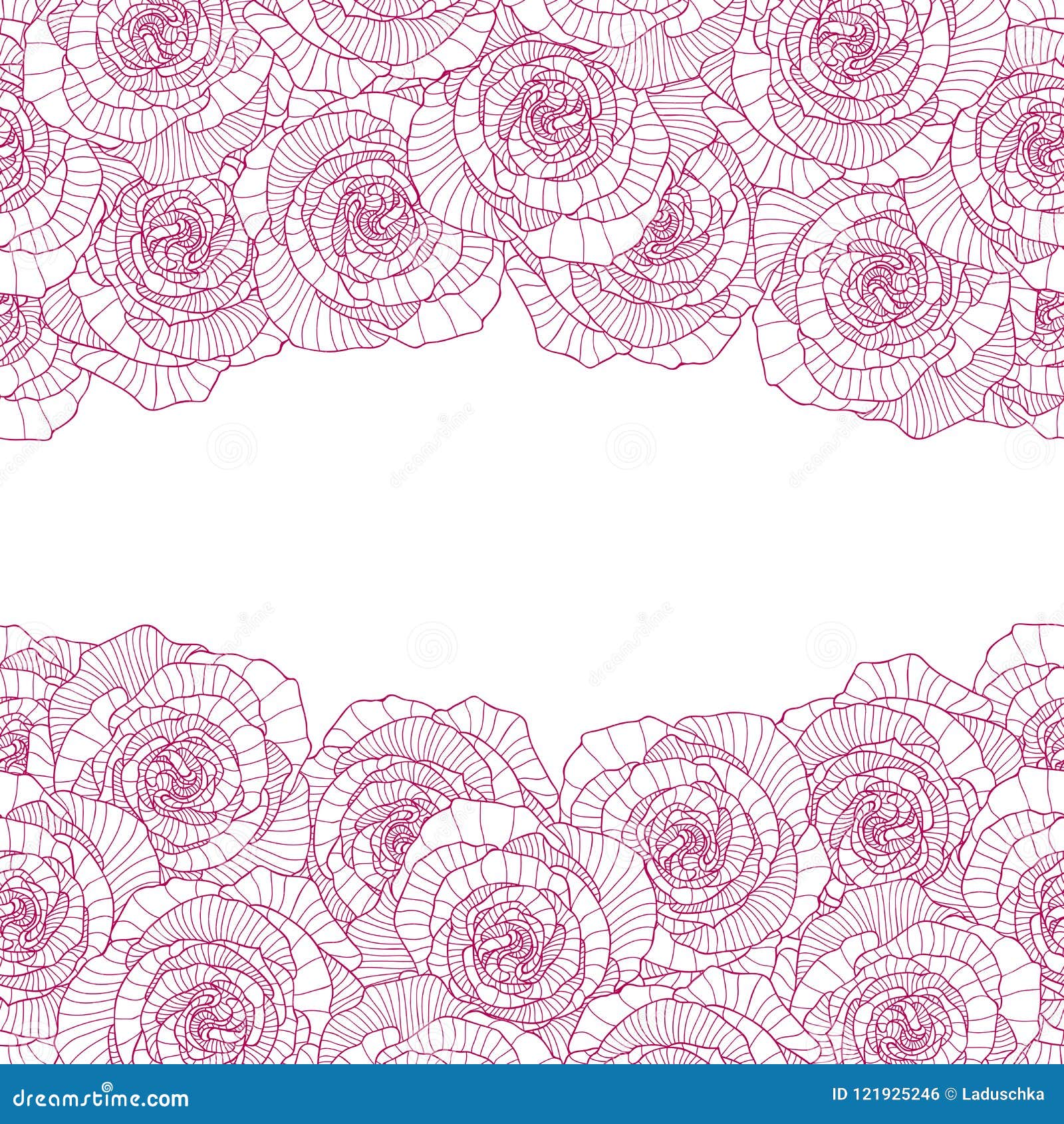 Two Linear Rose Flower Borders Stock Vector - Illustration of bloom ...