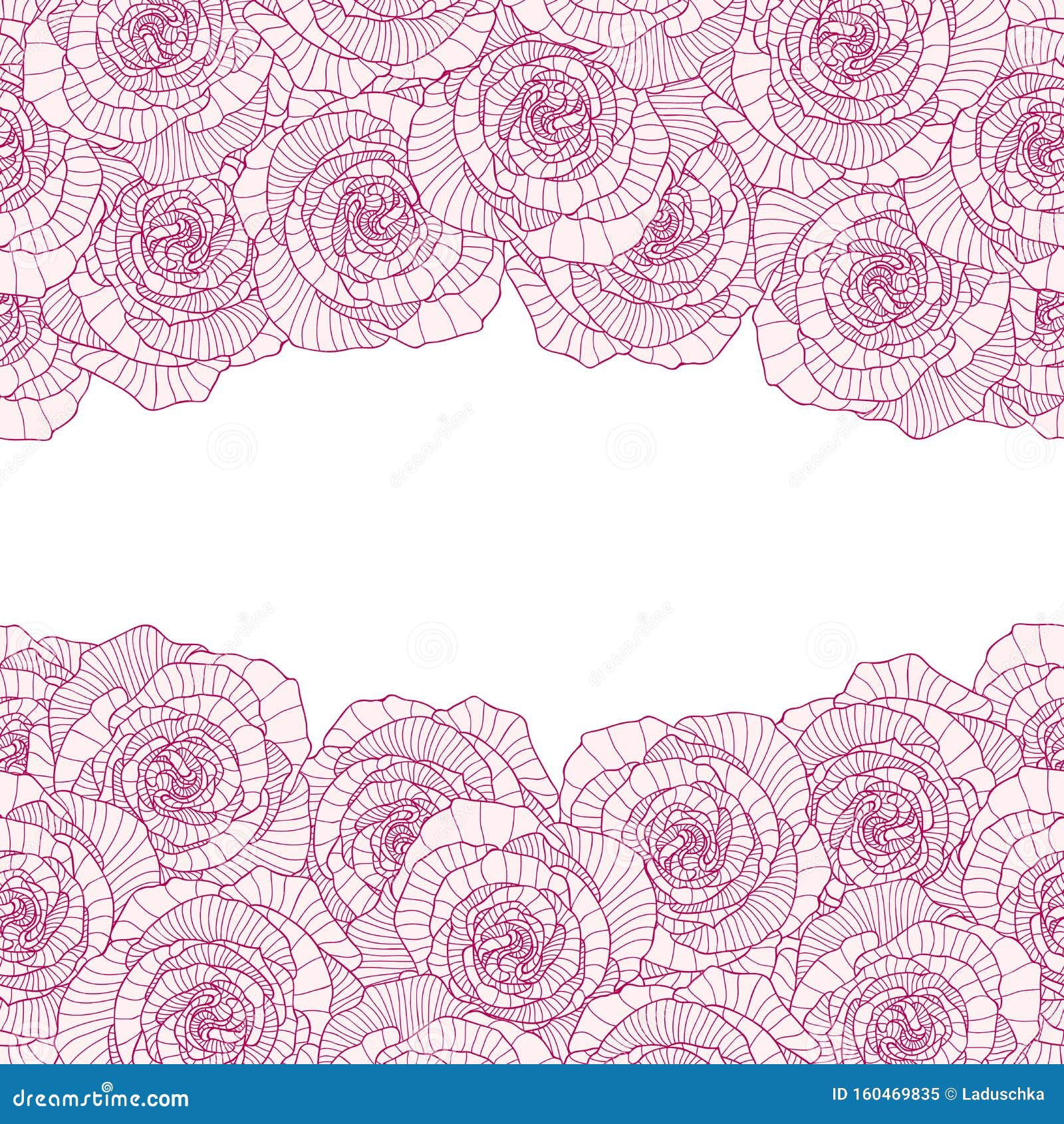 Two Linear Rose Flower Borders Stock Vector - Illustration of flower ...