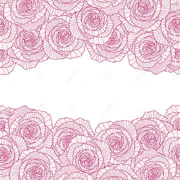 Two Linear Rose Flower Borders Stock Vector - Illustration of flower ...
