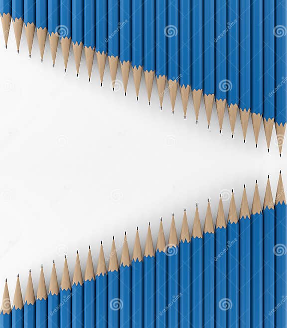 Two Lines of Blue Pencils. 3d Render Stock Illustration - Illustration ...