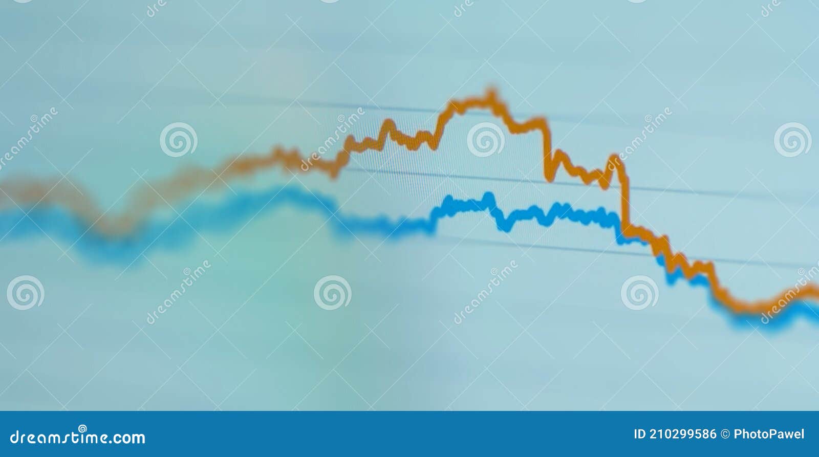 Two Lines Chart At Comparision Concept. Data Analysis Graph. Financial ...