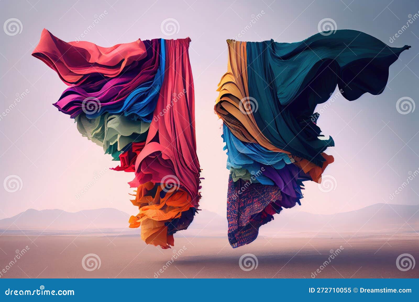 Two Lines of Colorful Clothes Fluttering in the Breeze Stock ...