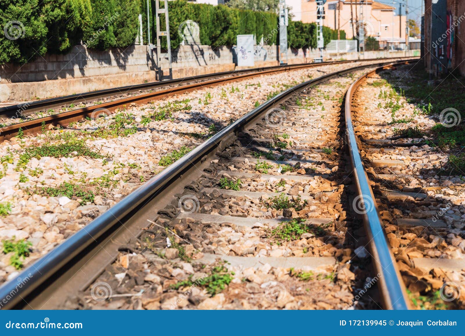 Two Lines of Parallel Train Tracks in Opposite Directions, Seen from ...