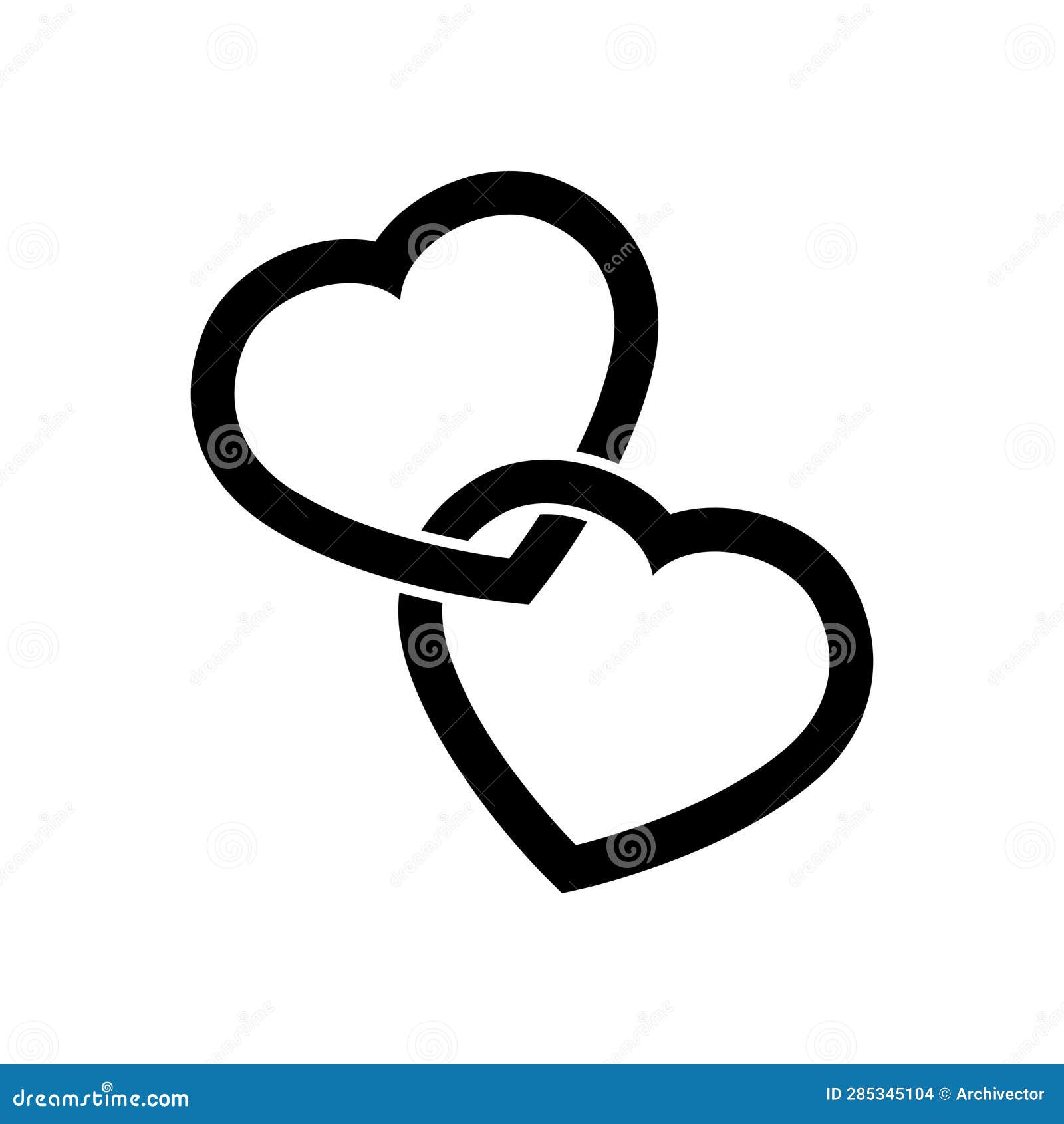 Two Linked Hearts of Lovers Graphic Sign Stock Vector - Illustration of ...