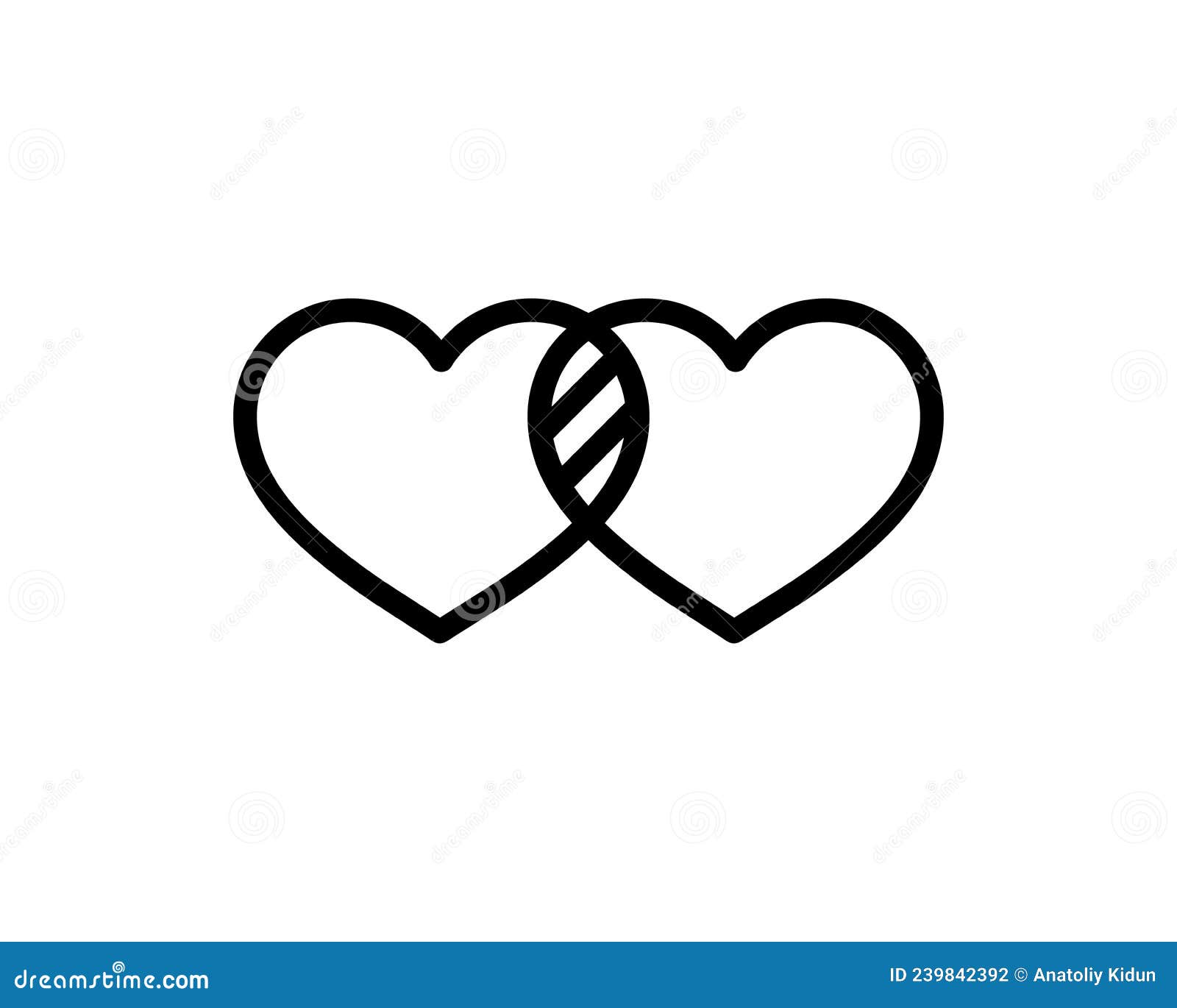 Two Linked Hearts Vector Icon Isolated on White Background. Valentine S ...