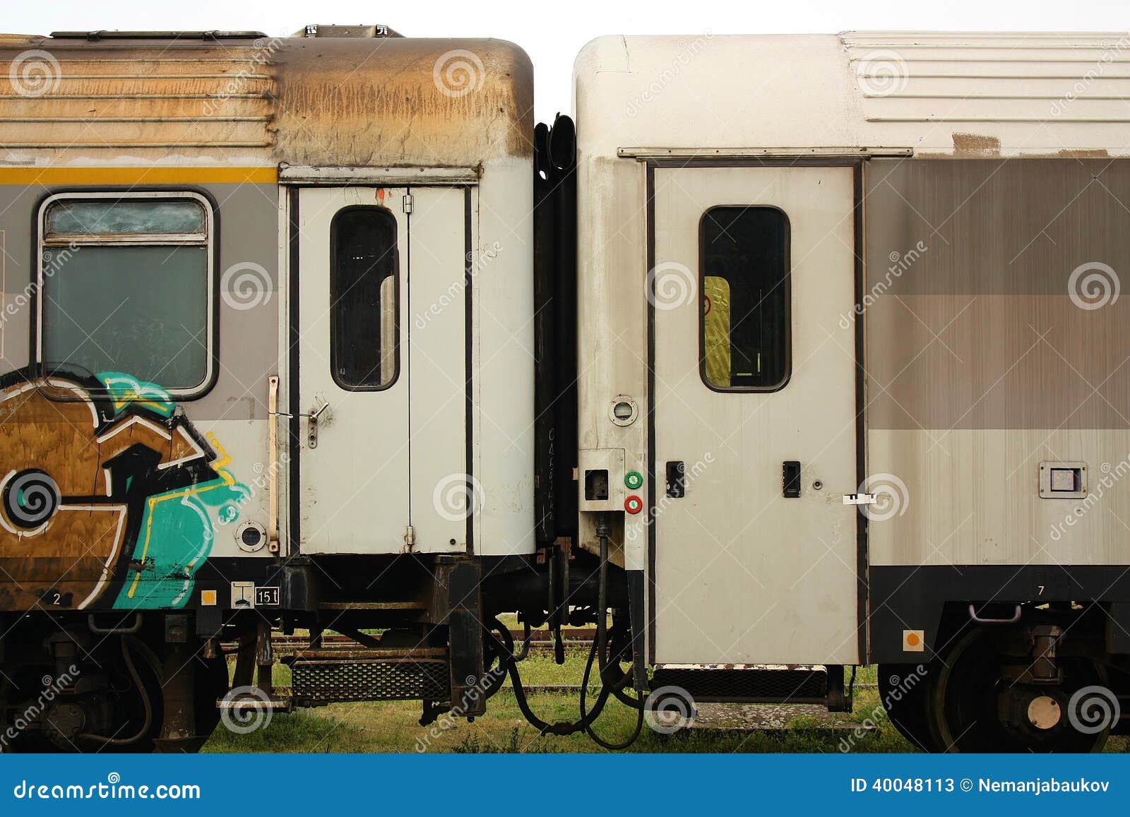 Two linked trains stock image. Image of modern, white - 40048113