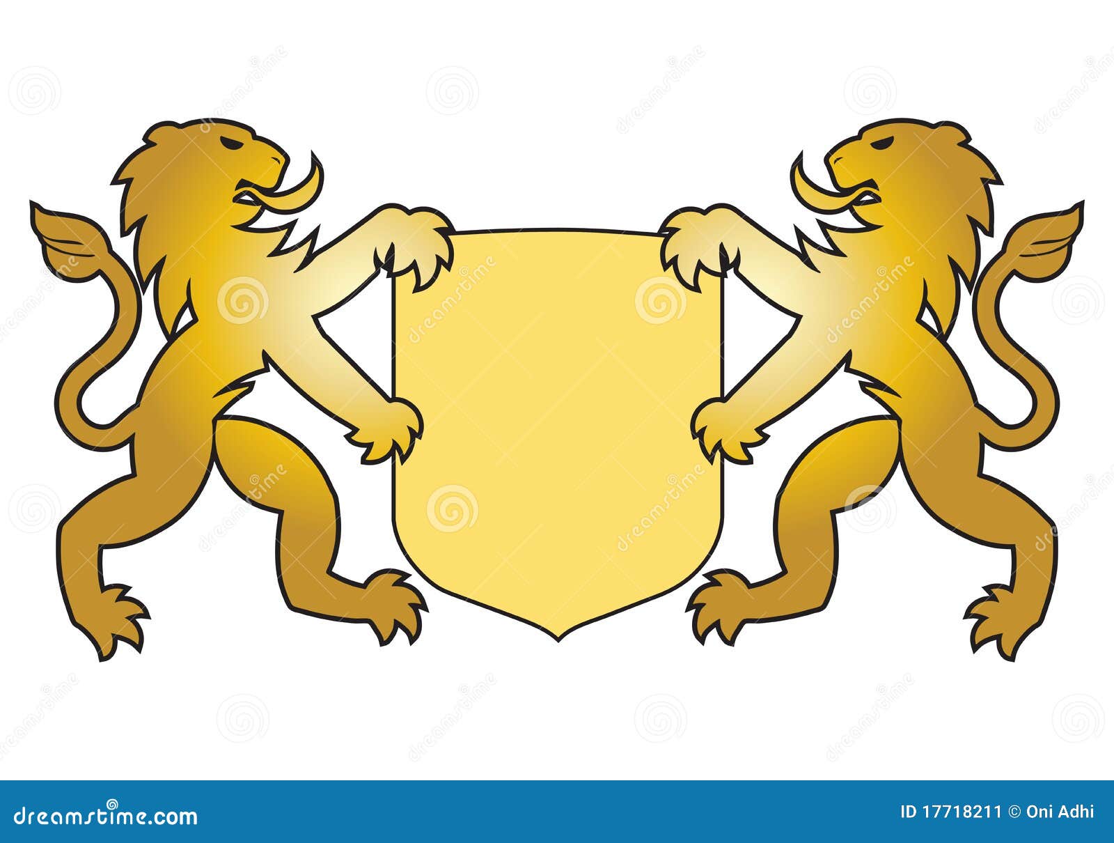 Two lion hold shield stock illustration. Illustration of symbol - 17718211