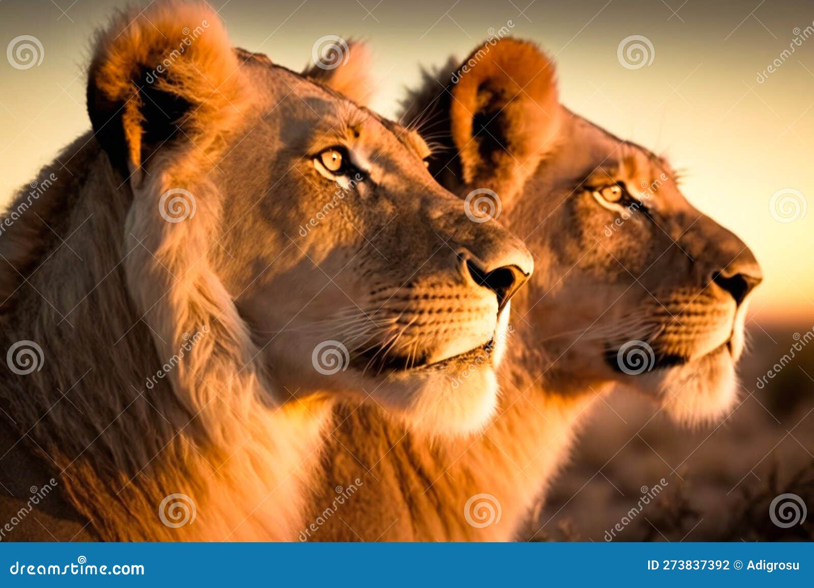 Two Lioness in Wilderness. AI Generated. Stock Illustration ...