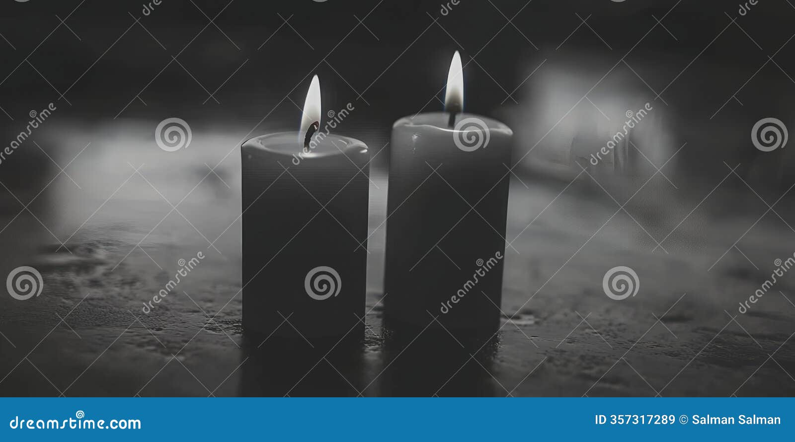 Two Lit Candles on Dark Textured Surface Dramatic Still Life ...