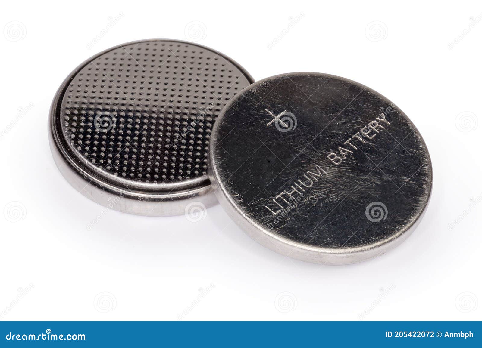 Two Lithium Button Batteries on a White Background Close-up Stock Photo ...