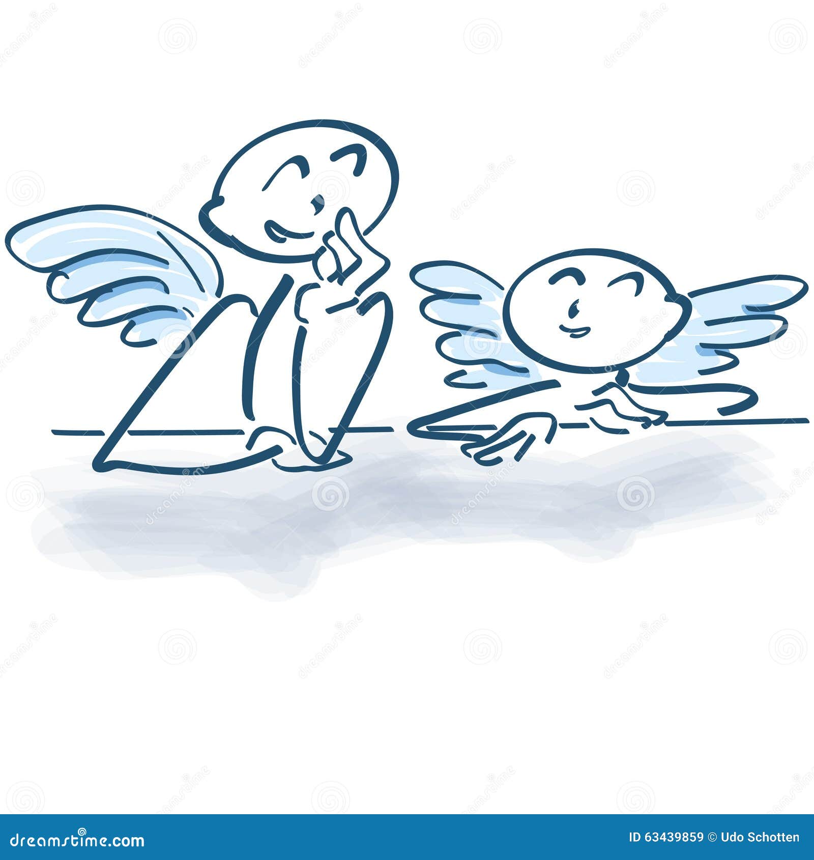 Two Little Angels As A Stick Figures Cartoon Vector | CartoonDealer.com ...