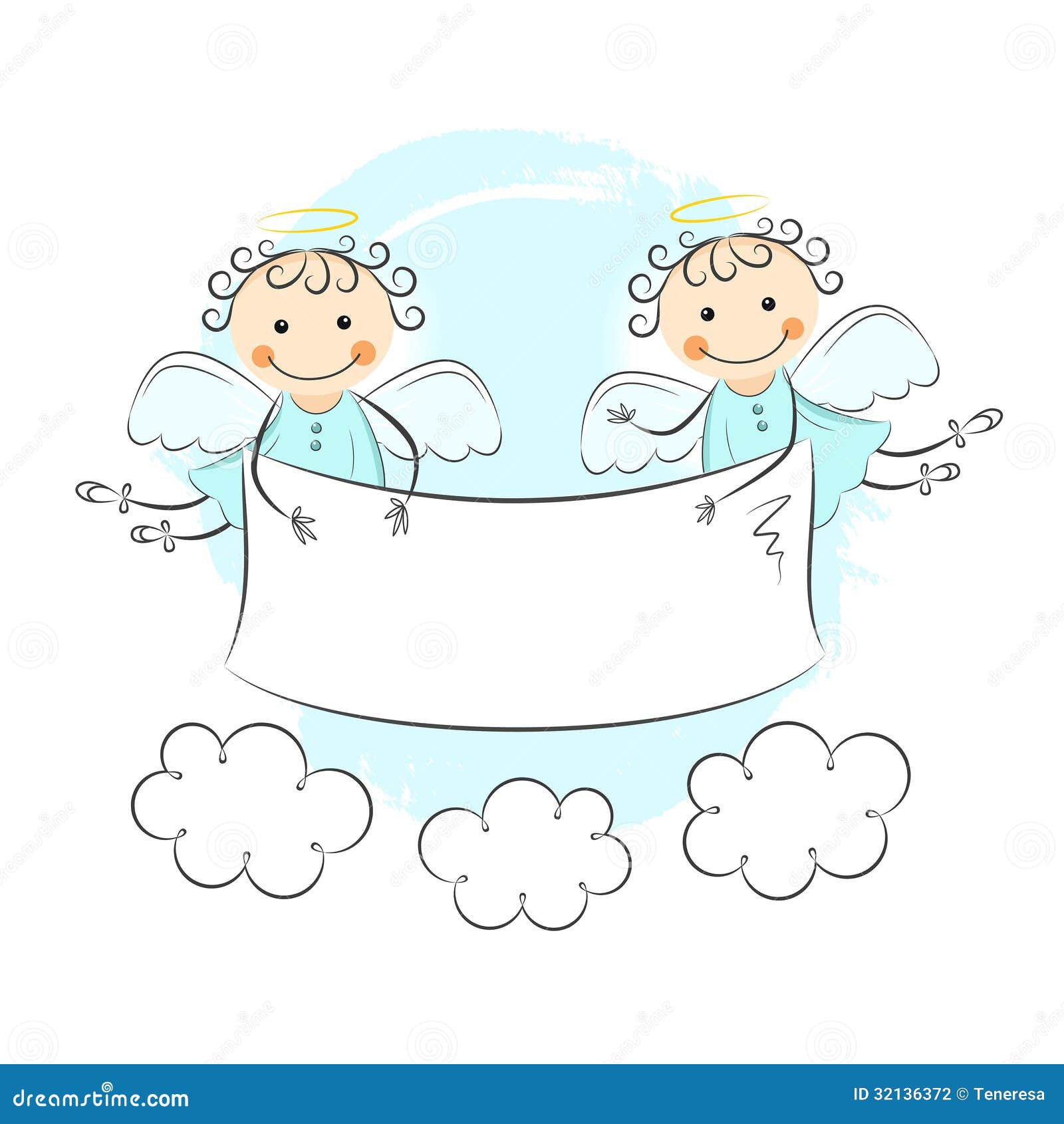 Two little angels stock vector. Illustration of cute - 32136372