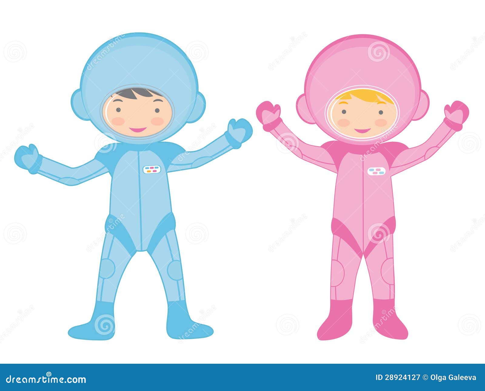 Two little astronauts stock vector. Illustration of pink - 28924127