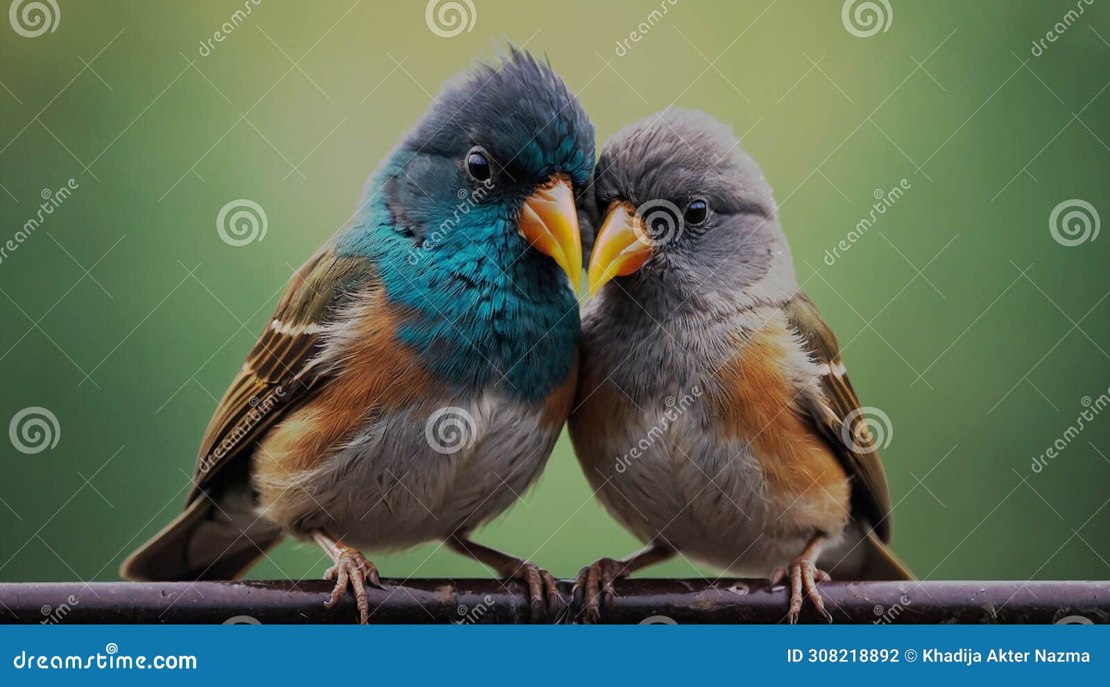 Two Little Birds Forming a Pair. Stock Illustration - Illustration of ...