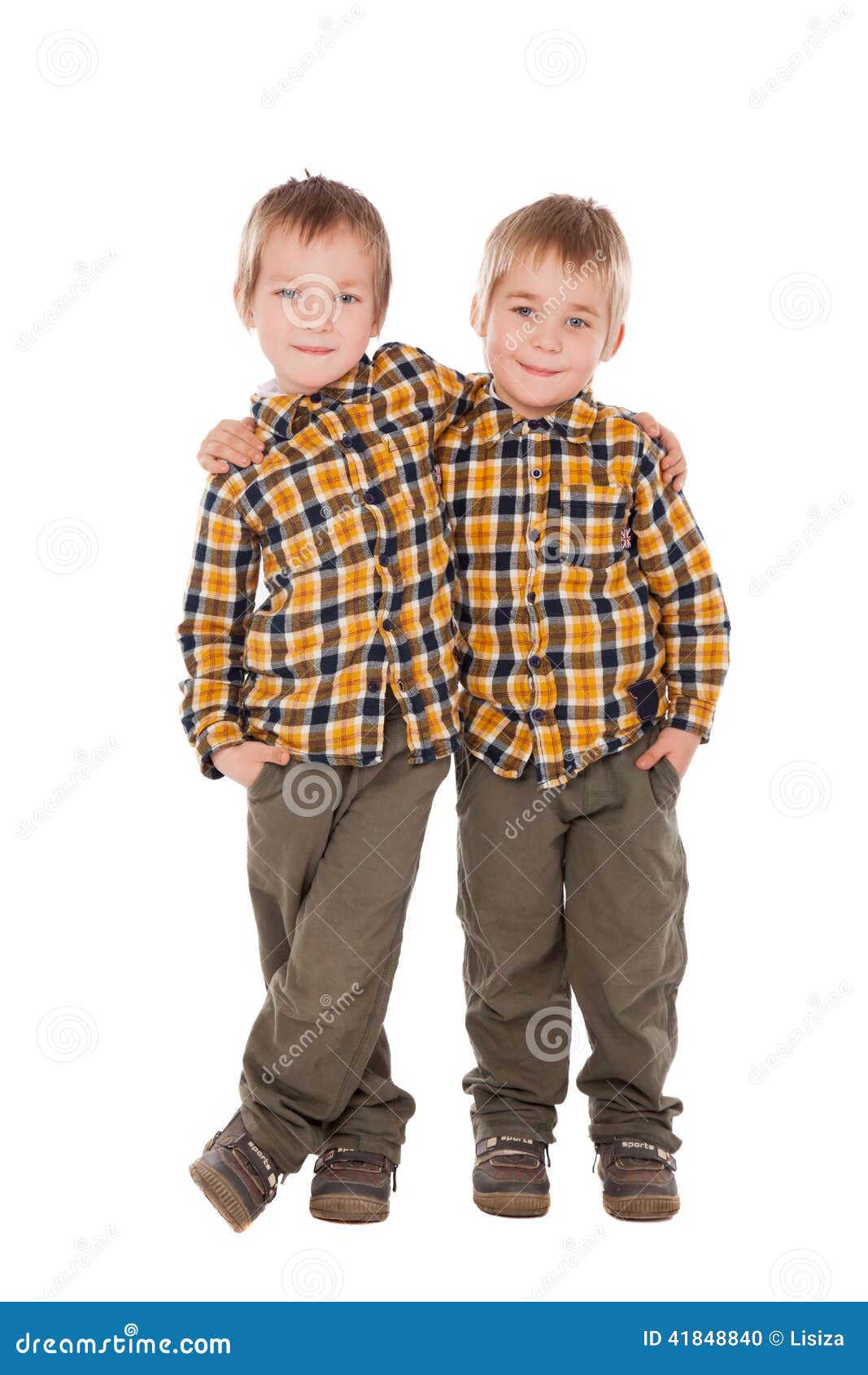 Two Little Boys Standing Together Stock Photo - Image of friend, smile ...