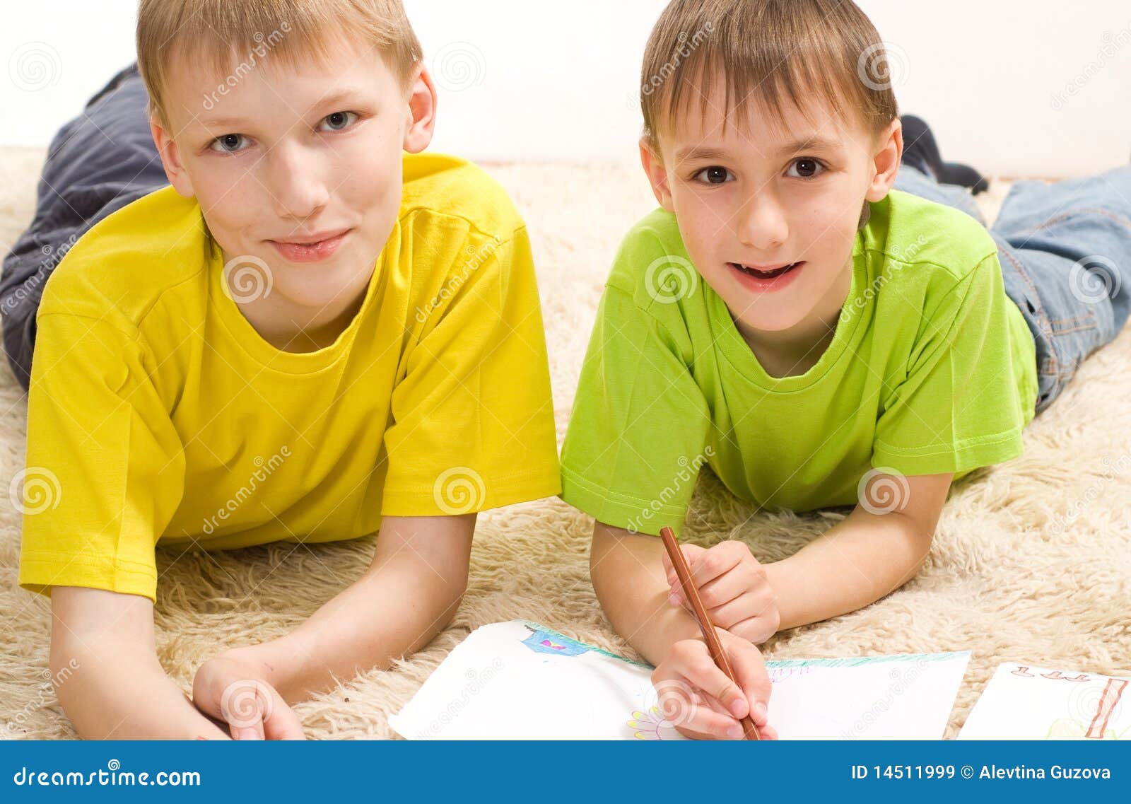 Two little brother lying stock image. Image of family - 14511999
