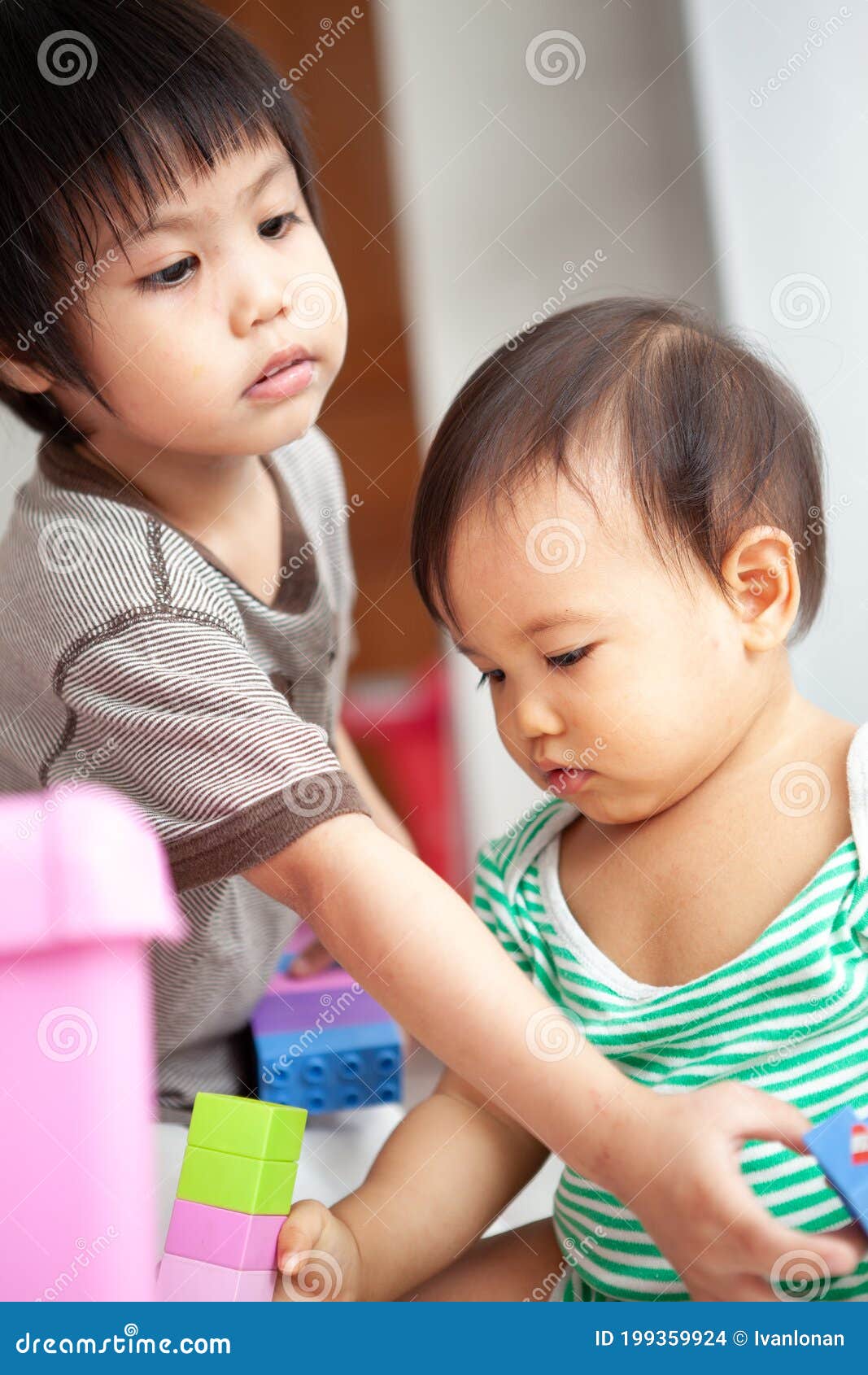 Two Little Brother Playing Together Stock Photo - Image of education ...
