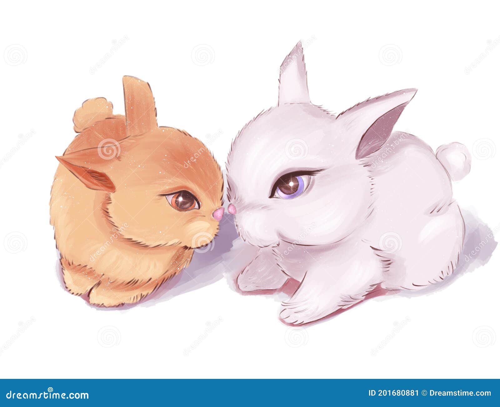 Two little bunnies stock illustration. Illustration of procreate ...