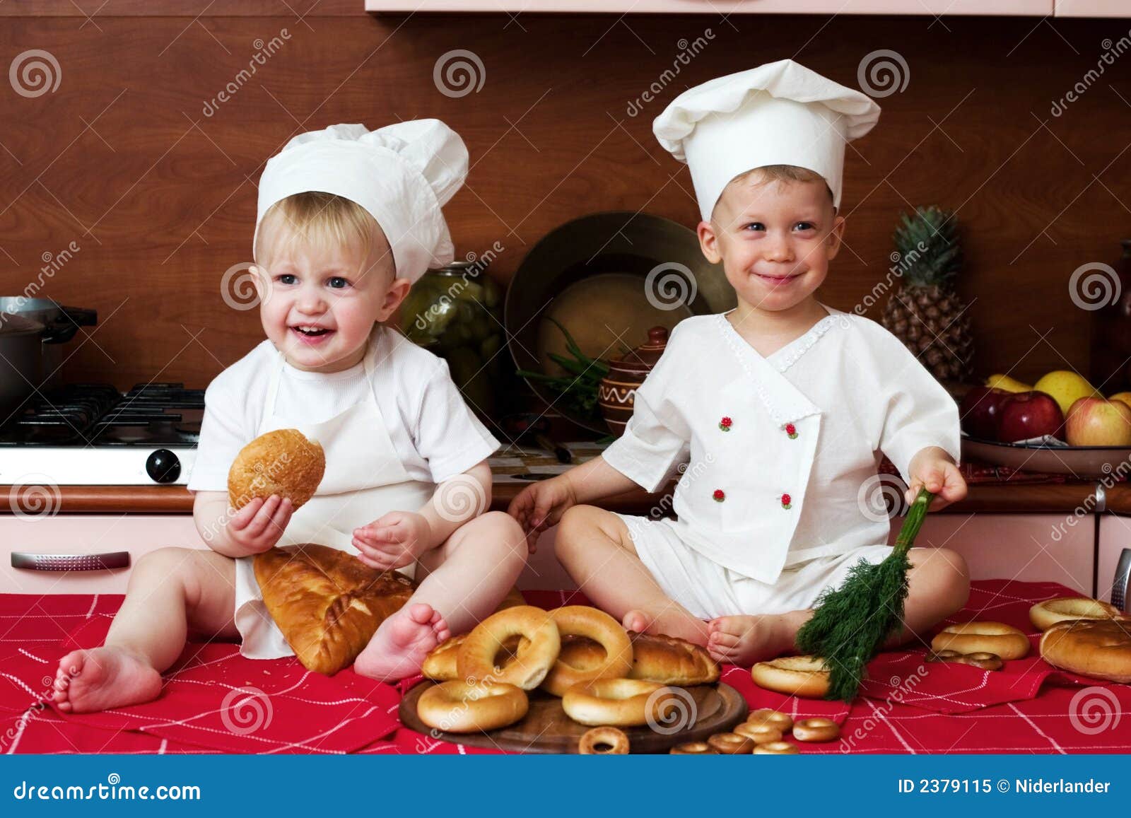 Two little cooks stock image. Image of babies, costume - 2379115