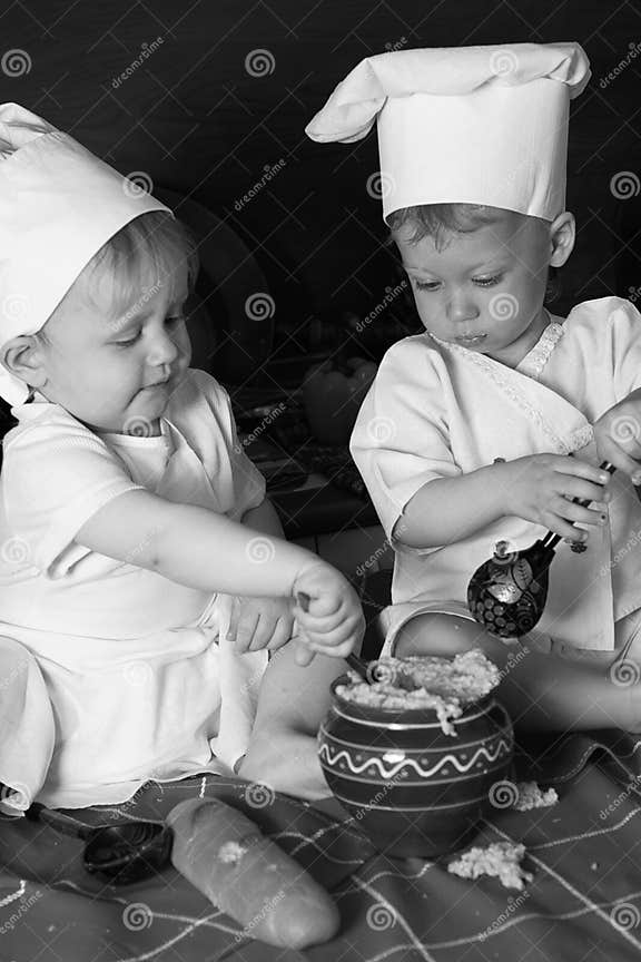 Two little cooks stock photo. Image of learning, cute - 3078546