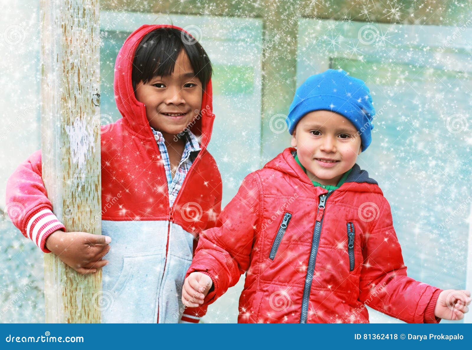 Two little friends stock photo. Image of portrait, hispanic - 81362418