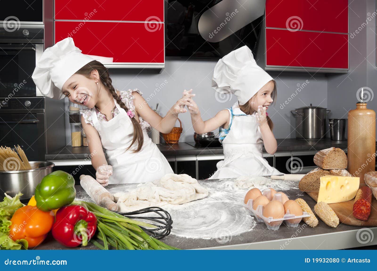 Two little girl cook stock photo. Image of flour, education - 19932080