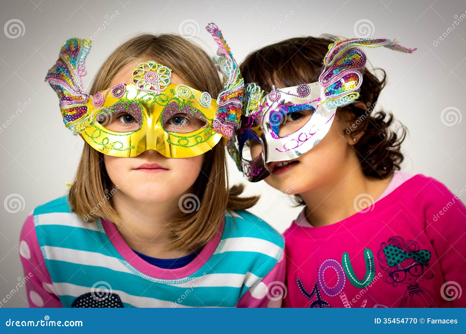 Two little girls stock photo. Image of look, mask, expression - 35454770