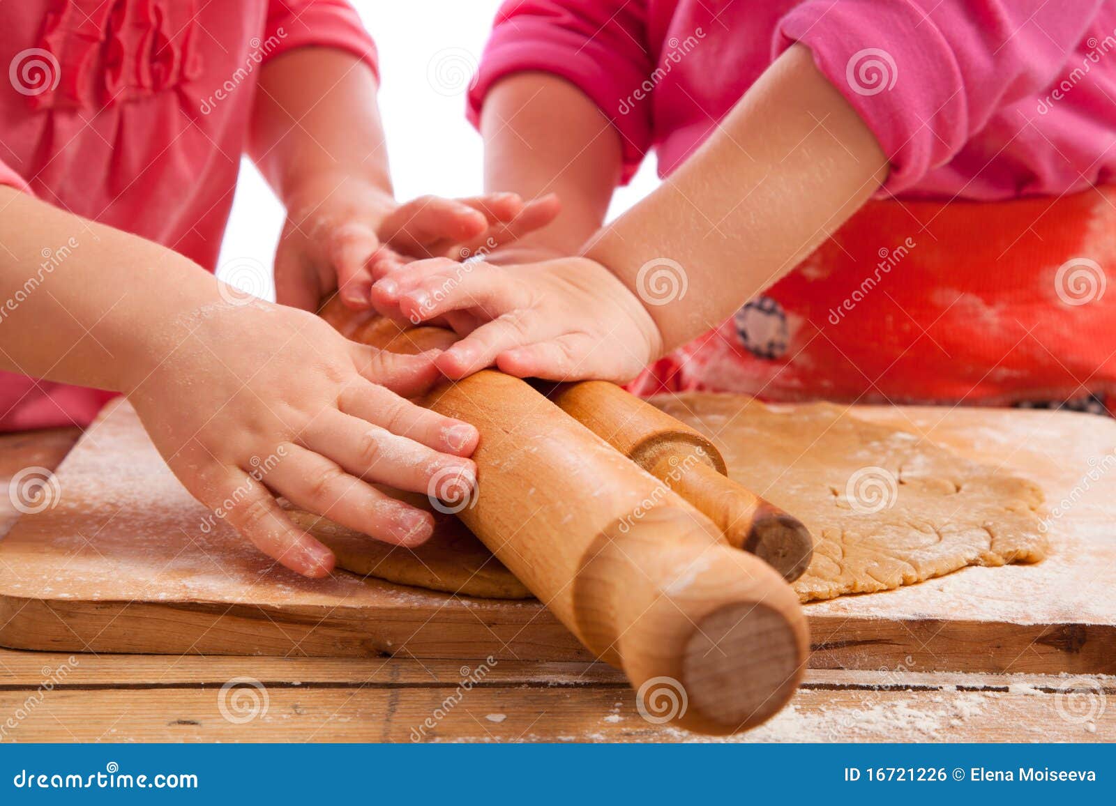 Two Little Girls with Rolling Pins Baking Stock Photo - Image of ...