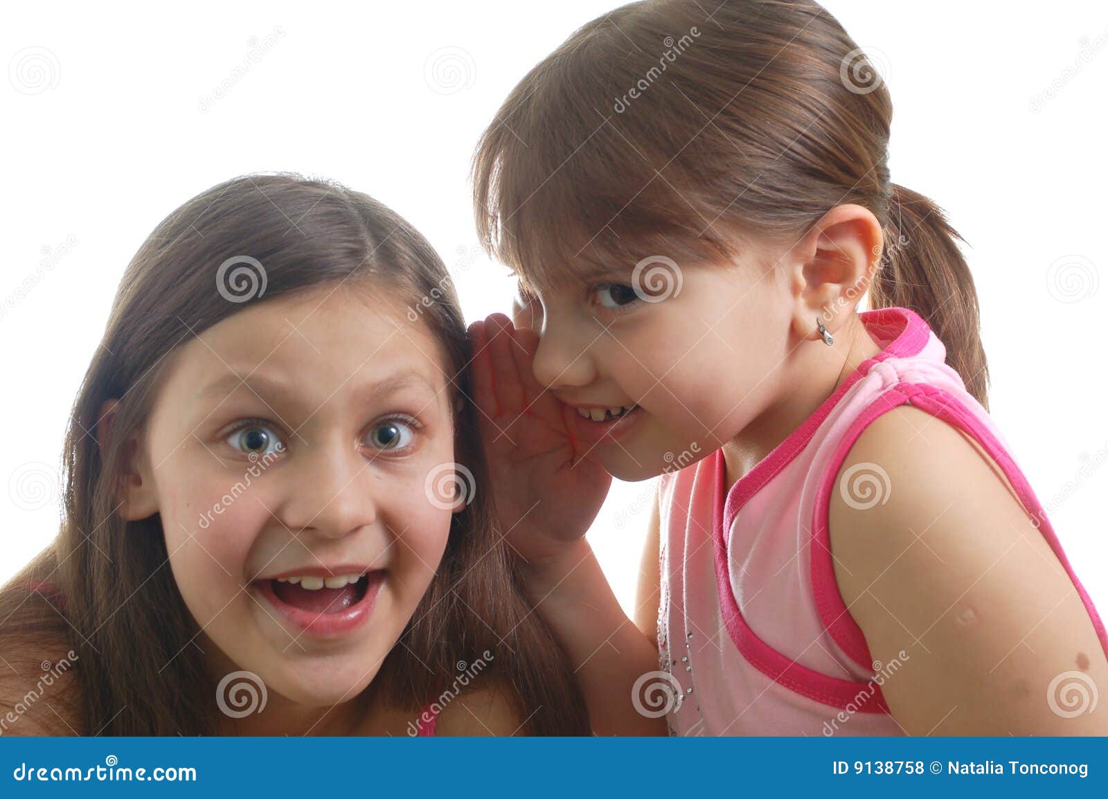Two Little Girls Speaking about Something Stock Photo - Image of ...