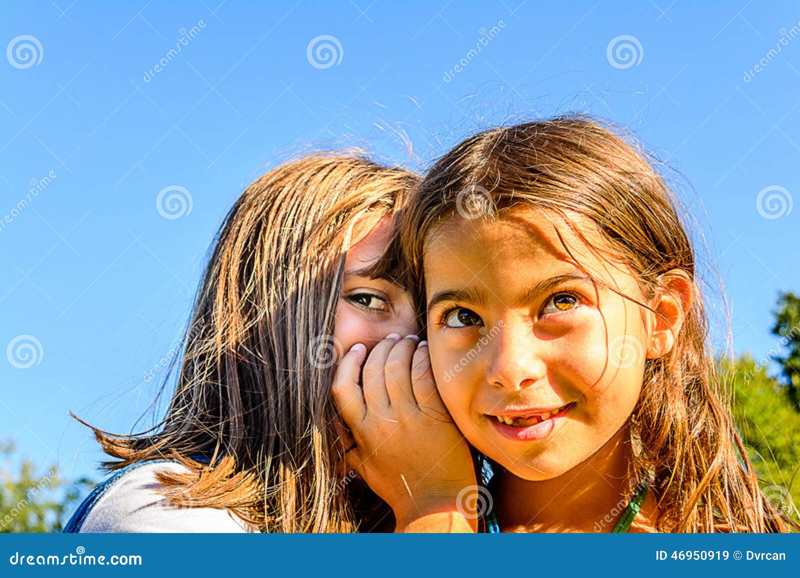 Two Little Girls Whispering Secrets Stock Image - Image of nature ...