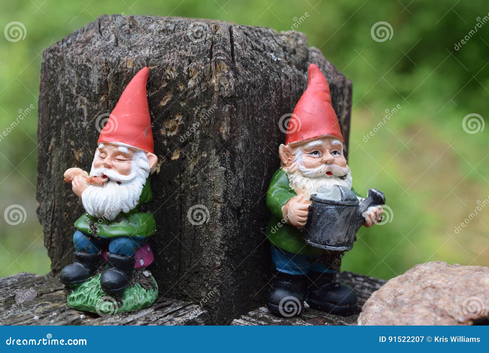 Two Little Gnomes Playing and Working Hard Stock Image - Image of ...