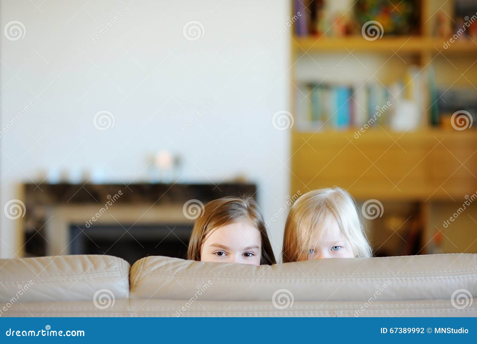 Two Little Sisters Having Fun at Home Stock Photo - Image of fool ...
