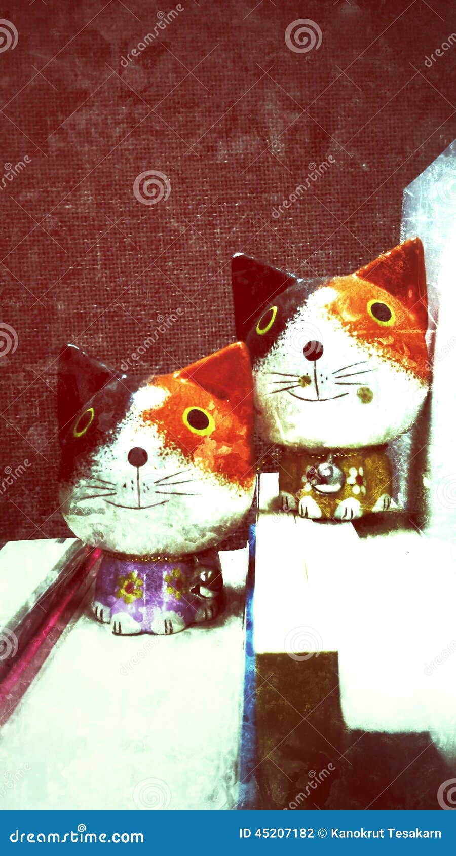 Two little smiling cats stock photo. Image of fence, little - 45207182