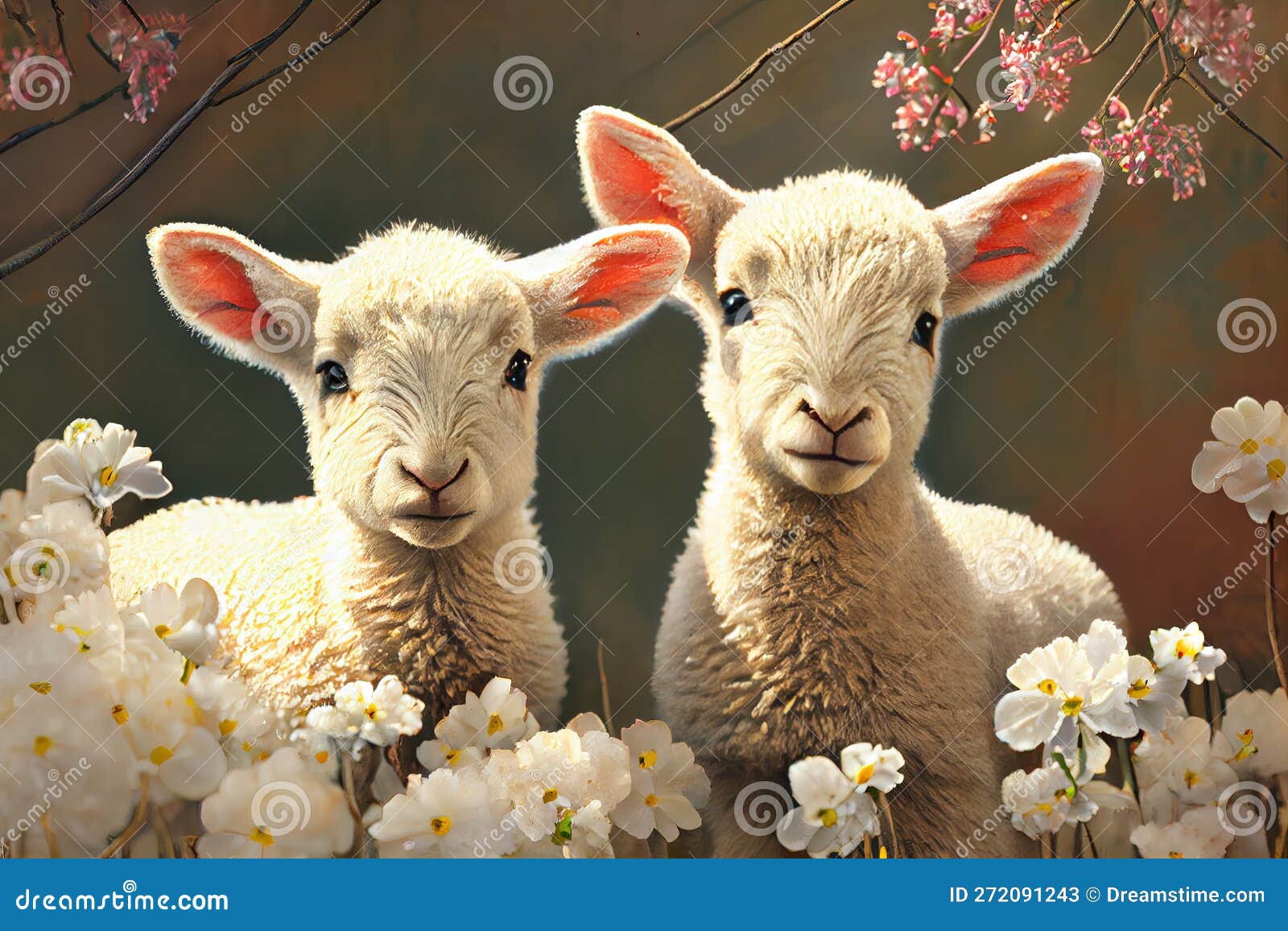 Two little white sheep stock illustration. Illustration of sheep ...