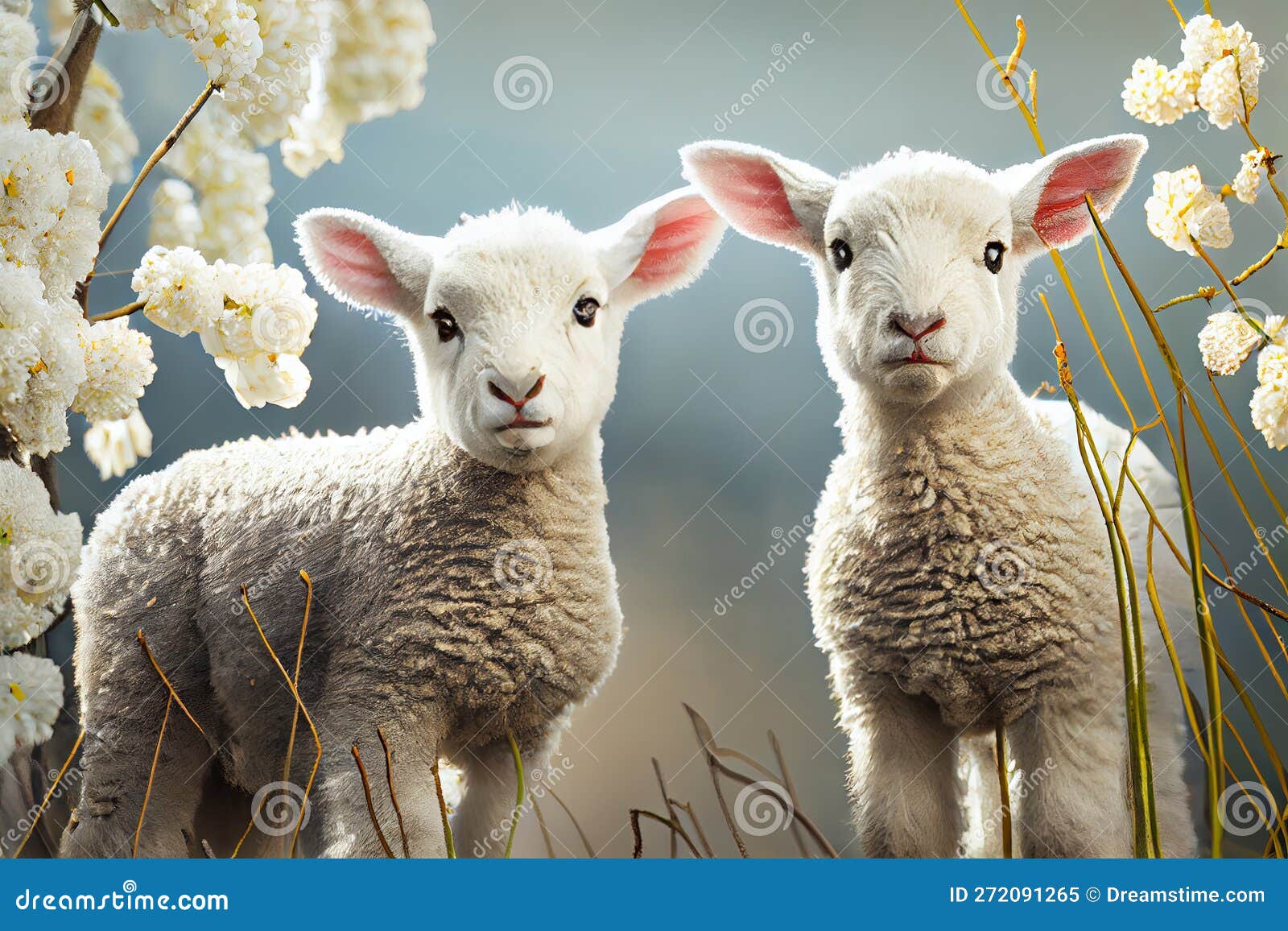 Two little white sheep stock image. Image of agriculture - 272091265