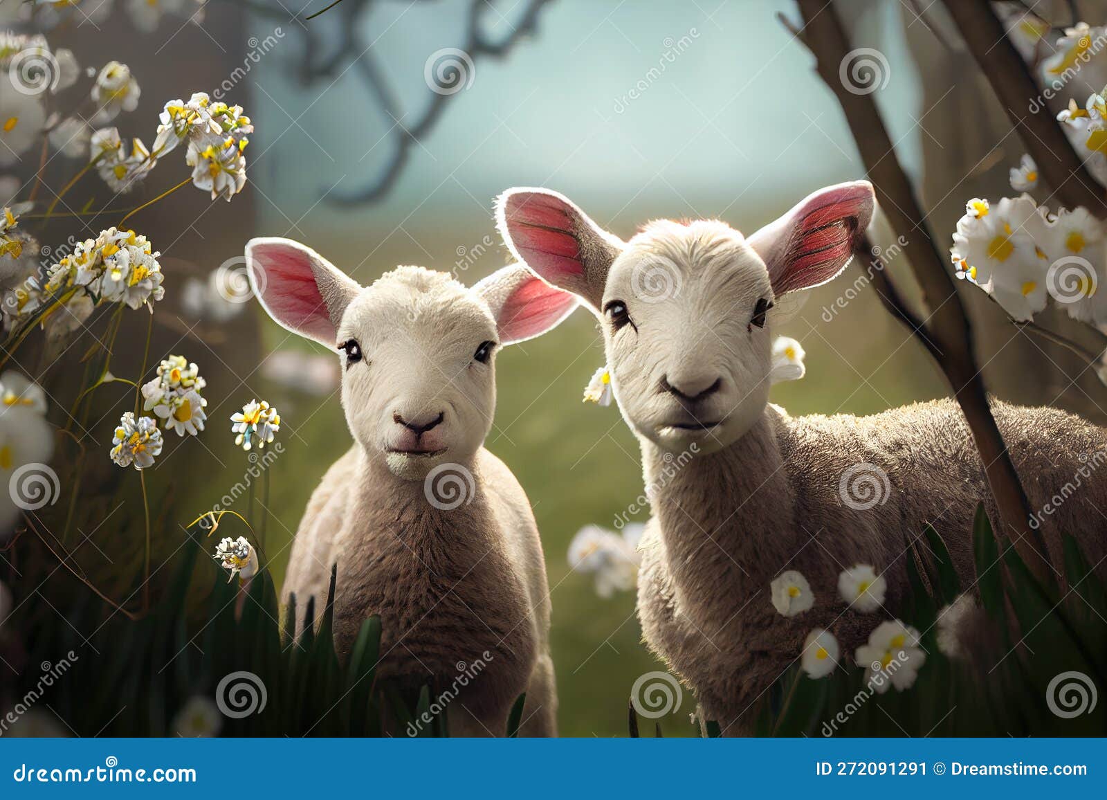 Two little white sheep stock illustration. Illustration of lamb - 272091291