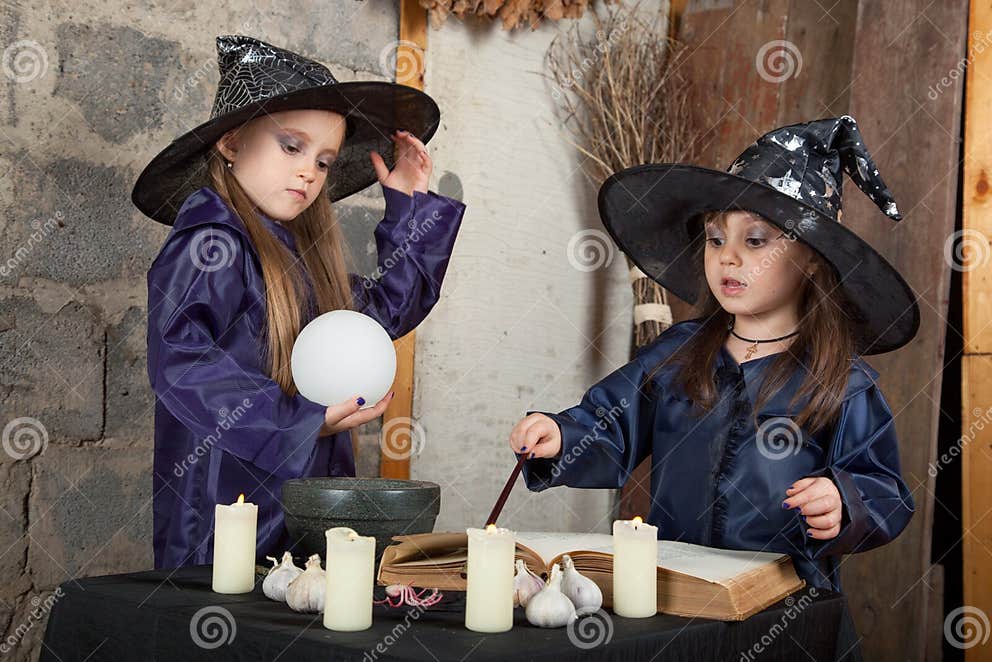 Two little witches stock image. Image of witchs, sorcery - 26464241