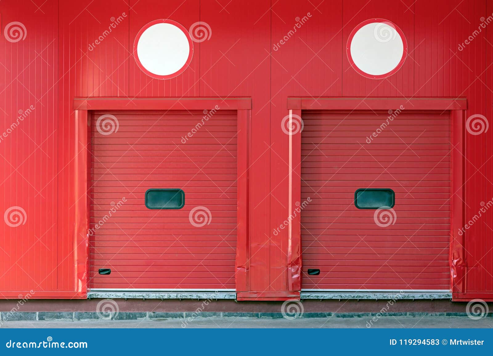 Two Loading Docks with Closed Shutter Doors Stock Image - Image of ...