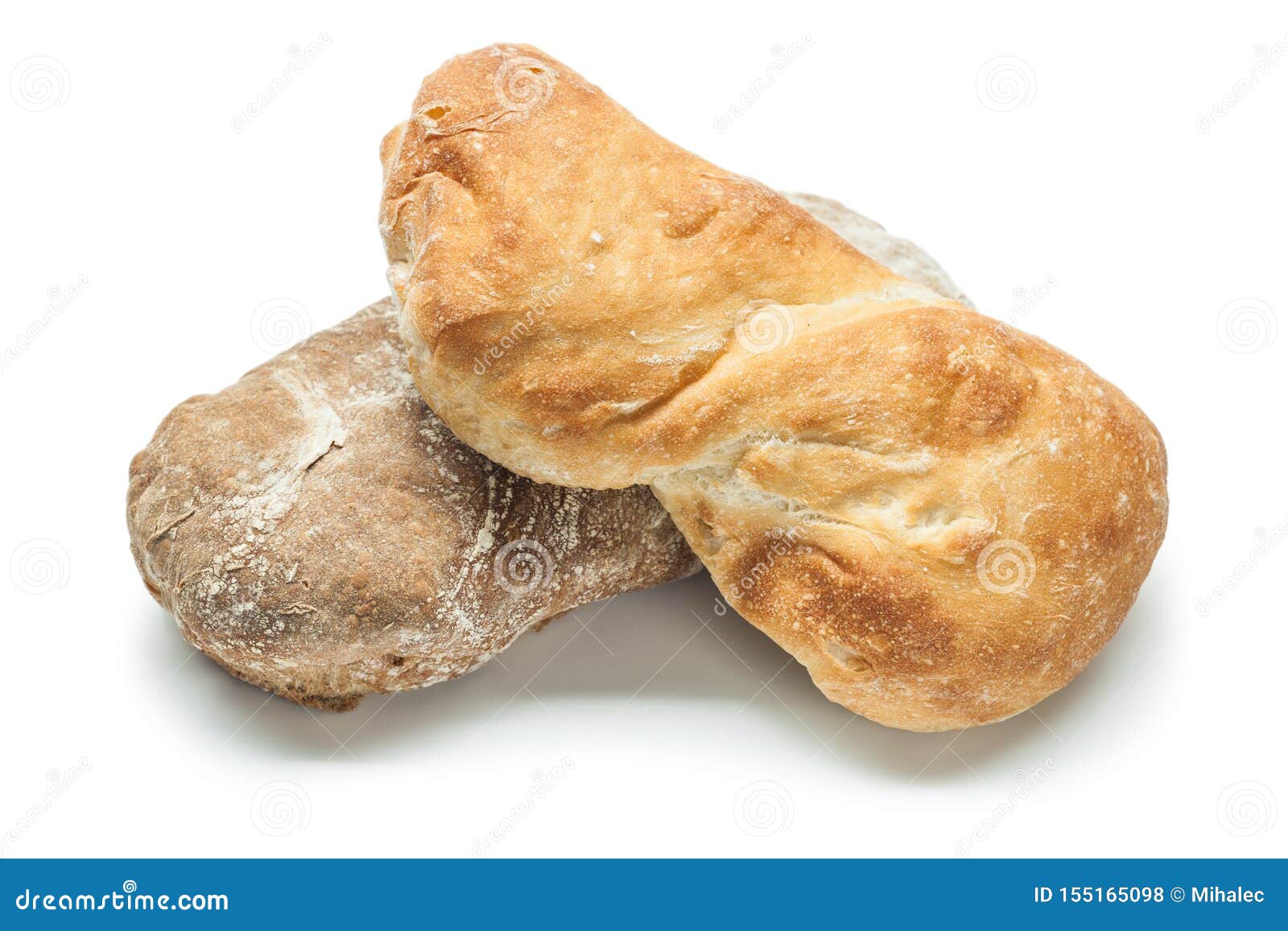 Two Loafs of Bread Isolated on White Background Stock Photo - Image of ...