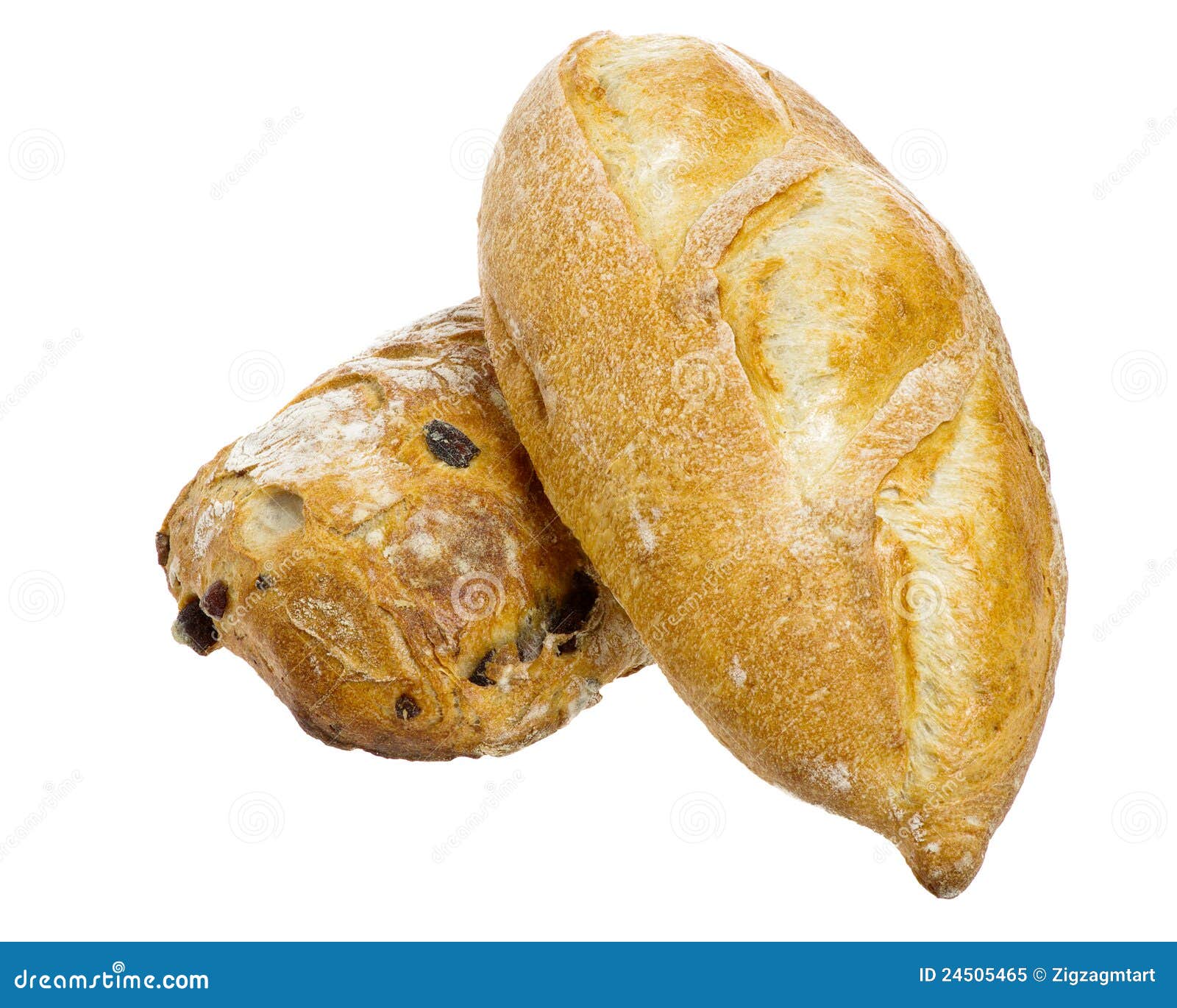Two Loaves of Bread Isolated on White Stock Image - Image of wheat ...
